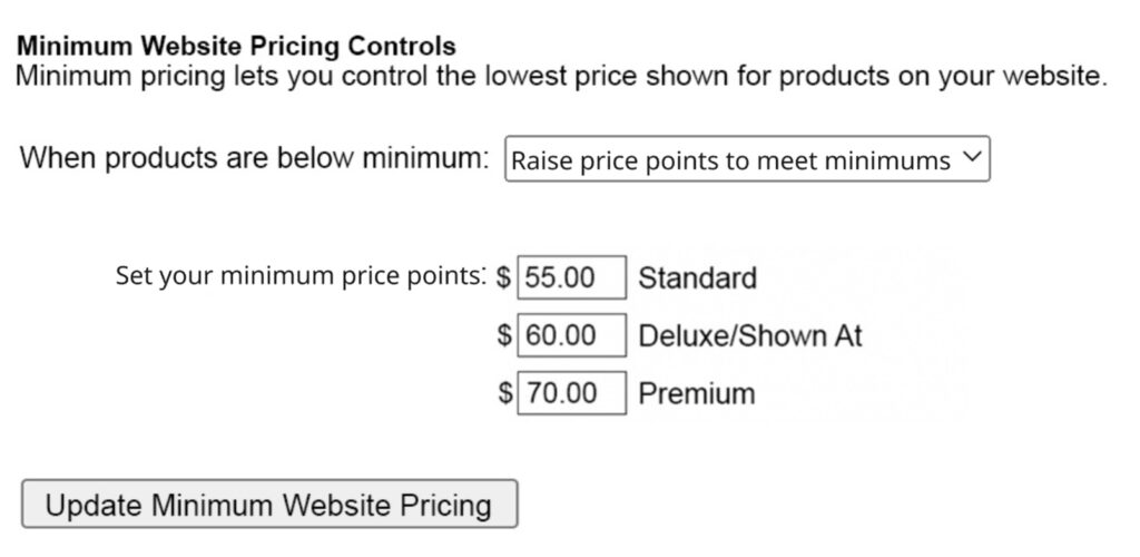 Minimum Pricing Controls - Florist Only - Flower Shop Network
